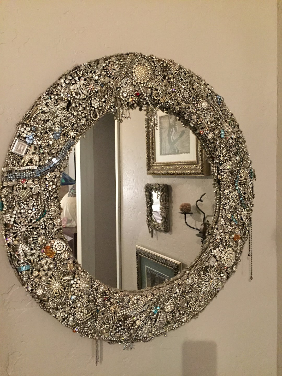 Wall Mirror-authentic Vintage Rhinestone Jewelry - Etsy
