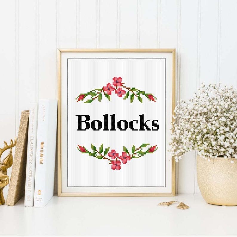 Funny Cross Stitch Pattern "bollocks" Rude Cross Stitch DIY Funny Wall ...
