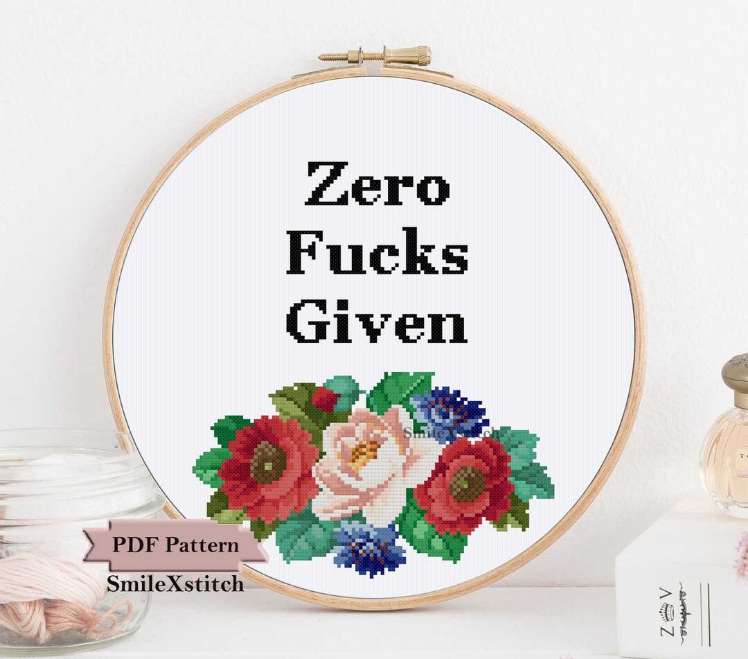 Funny Cross Stitch Pattern zero Fucks Given - Etsy