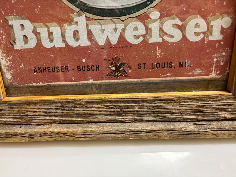 Vintage Budweiser Sign in Rustic Frame - Etsy