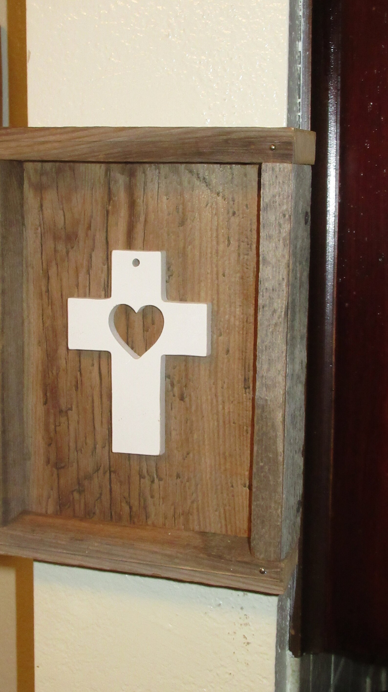 Rustic Wood White Cross Shadow Box | Etsy