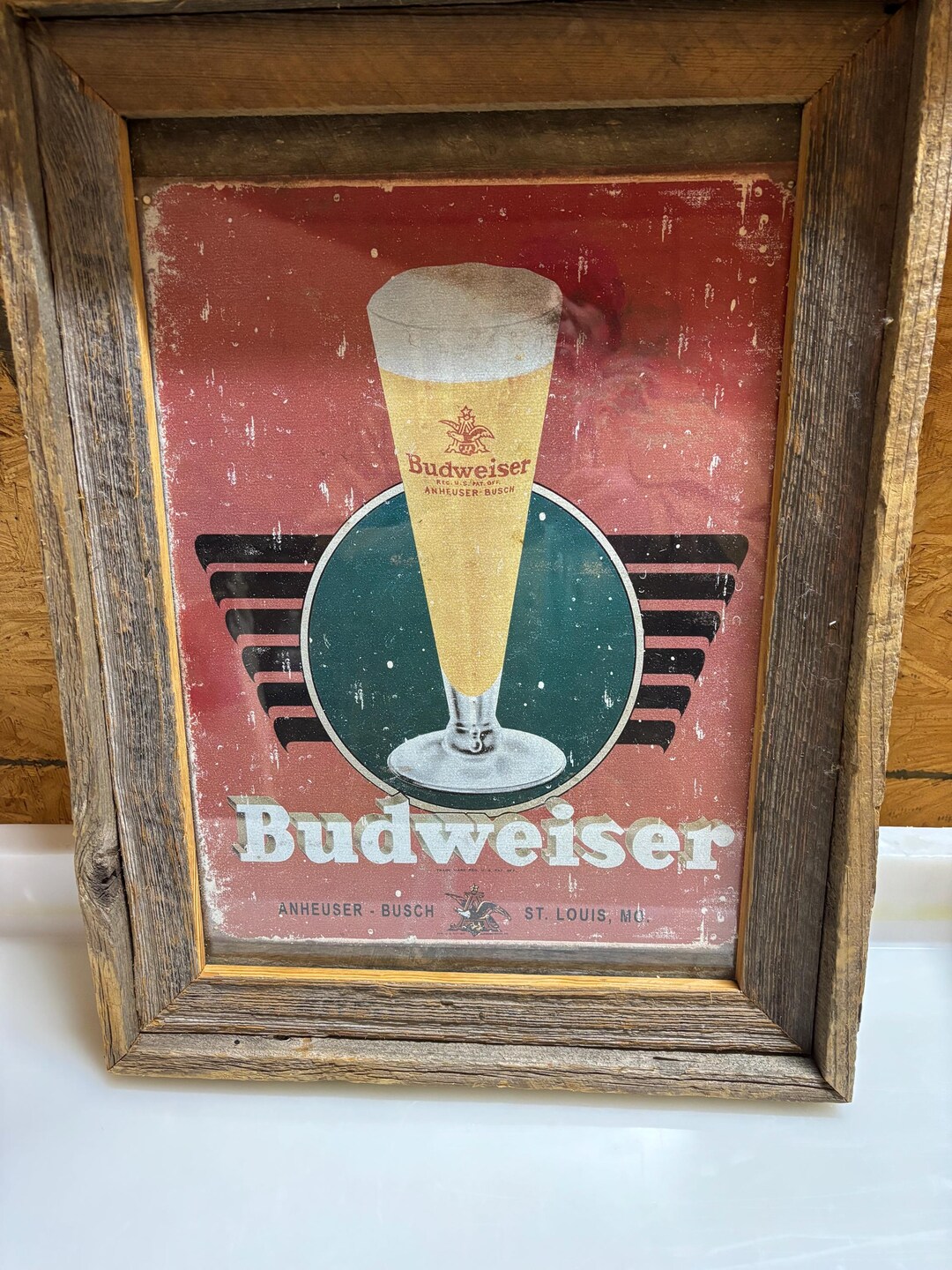 Vintage Budweiser Sign in Rustic Frame - Etsy