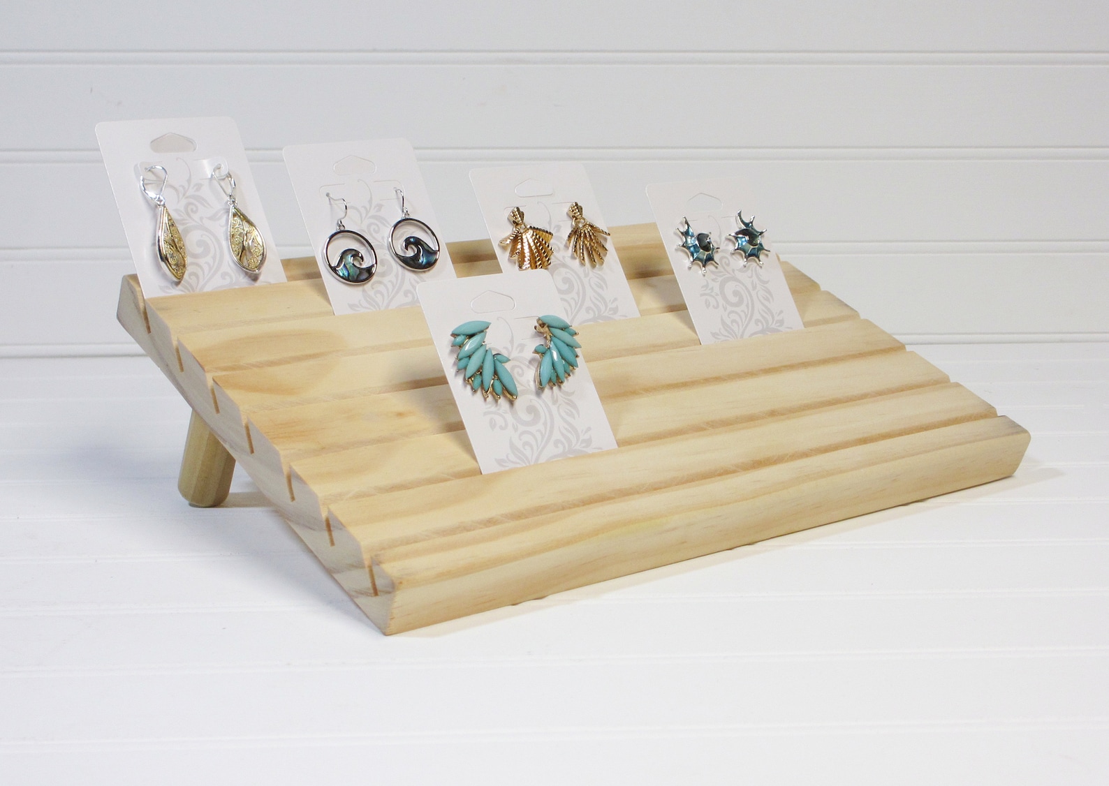 Elevated Wood Earring Card Display Earring Display Stand - Etsy