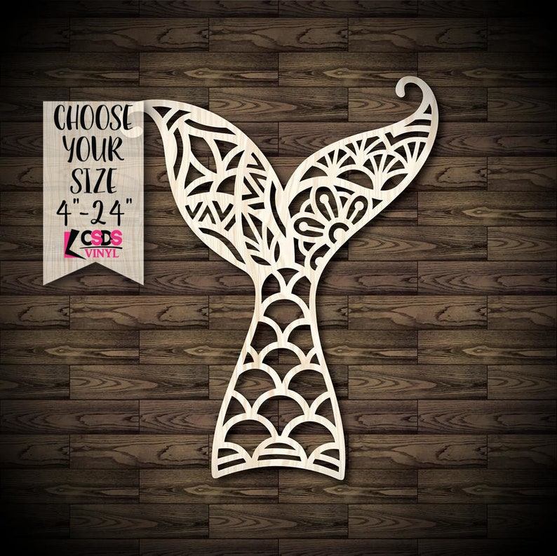 Mermaid Tail Wood Cut Out Choose From 21 Sizes Etsy