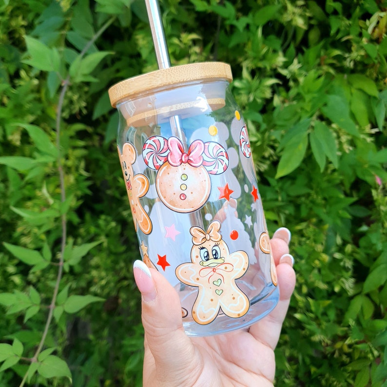 Christmas Gingerbread Mickey Friends Magical Glass Character Cup, Cold ...