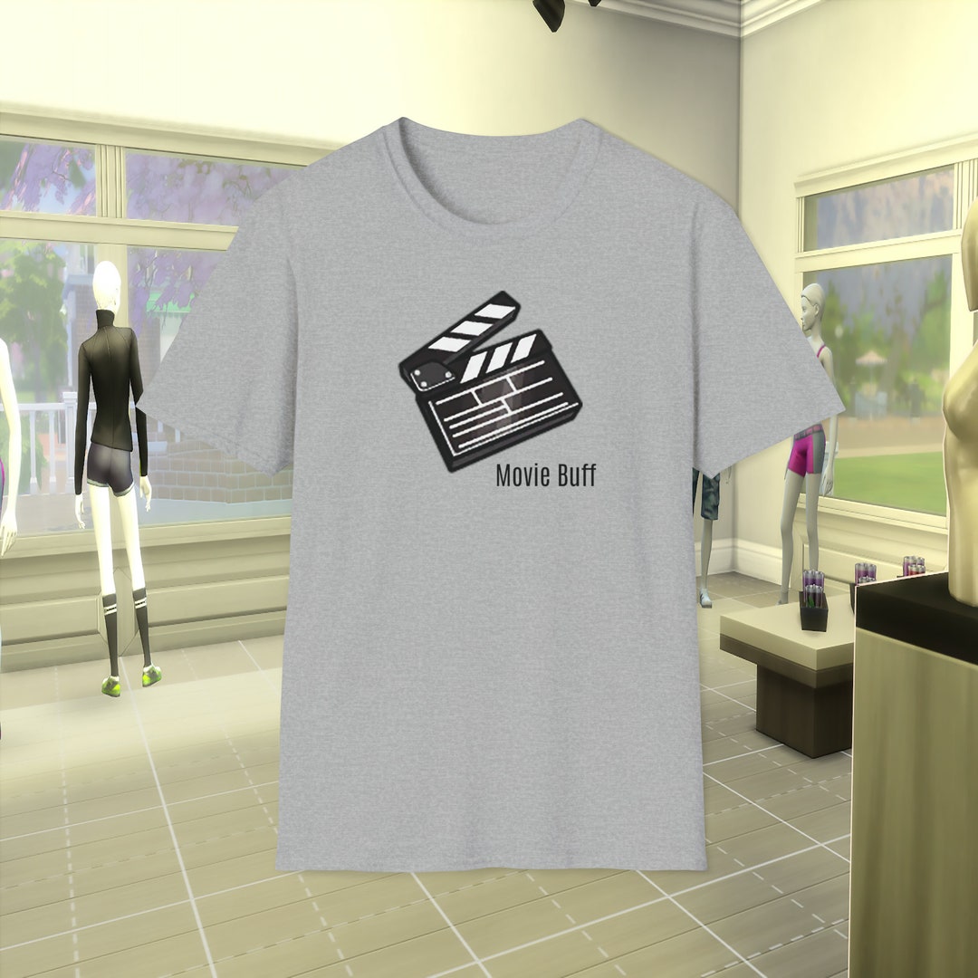 Simlish T-shirts, Sim Fans, Movie Buff Trait, White or Grey, S-3x ...