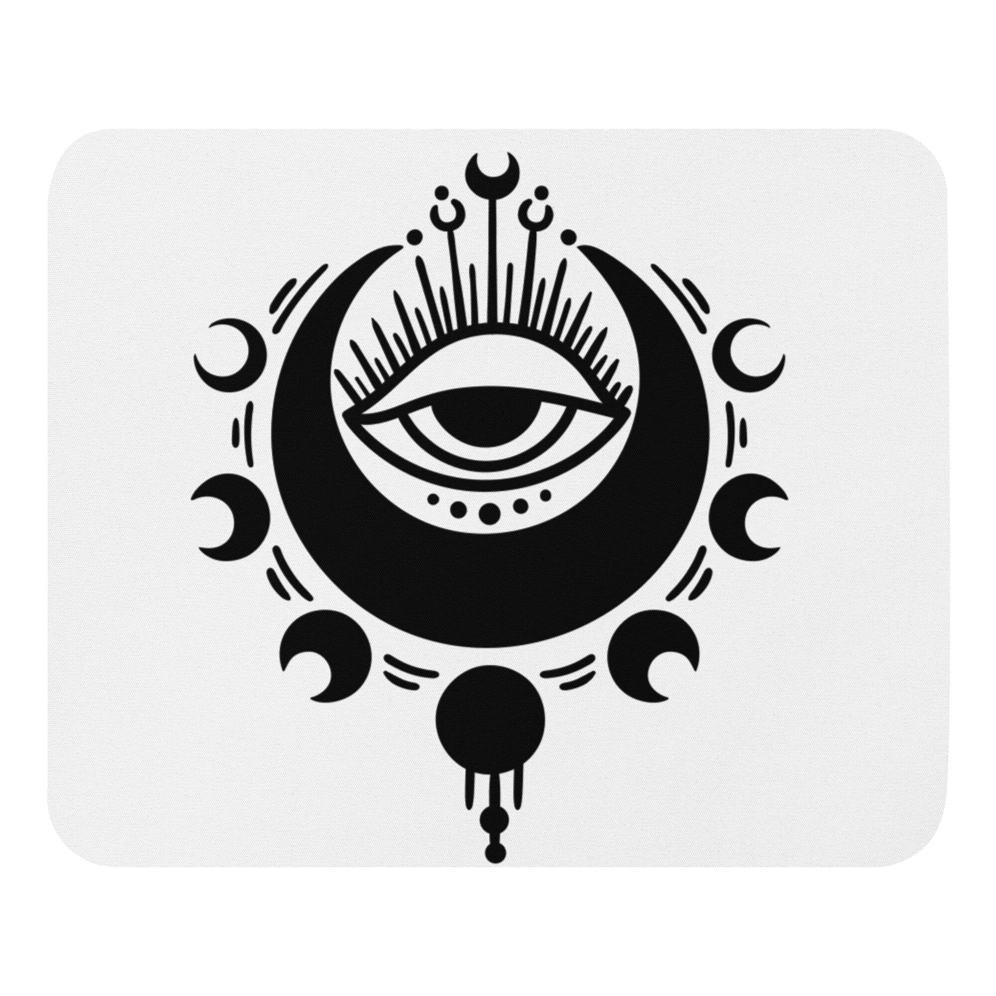 Goddess, Eye, Moon Phases, Black and White, Mouse Pad, Wicca, Witch ...