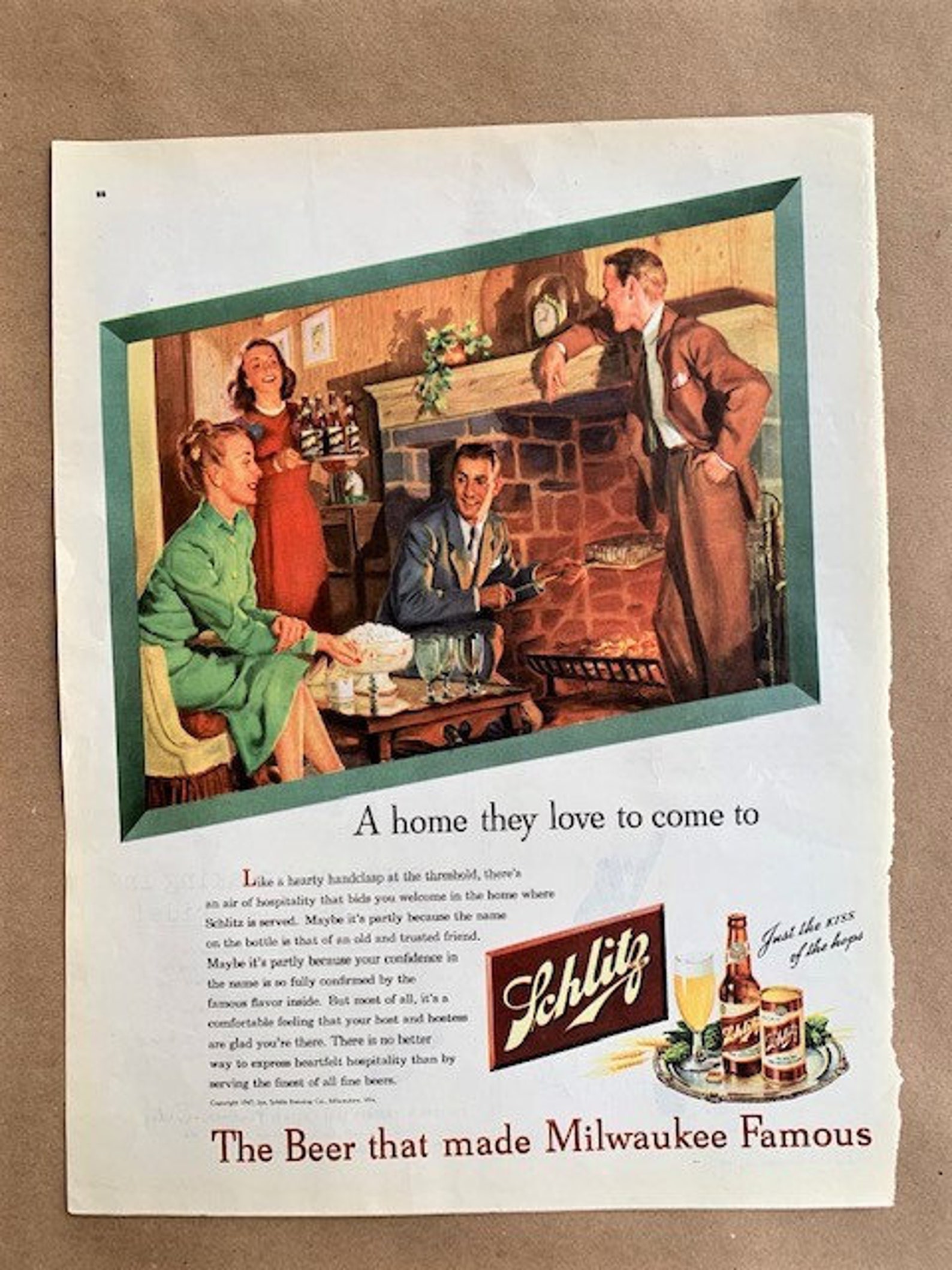 Vintage Beer Ads Schlitz Beer 1940s Magazine Ad Frameable | Etsy