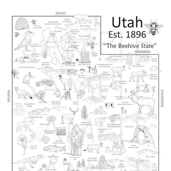 Utah Map - Etsy