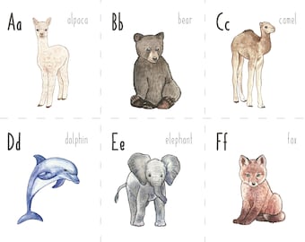 26 ABC Animal Alphabet Flashcards, Digital Alphabet Card for Preschool ...