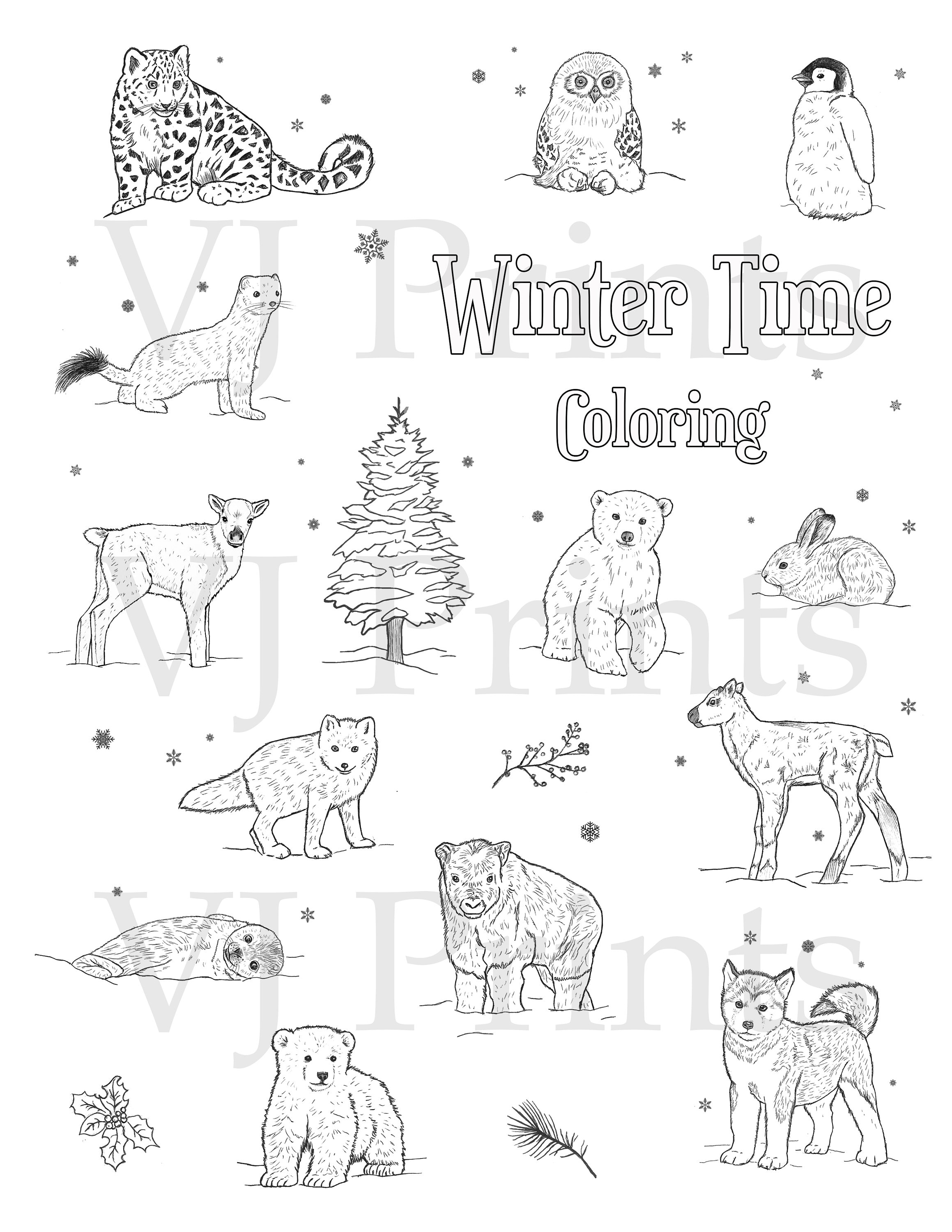 Winter Time Coloring Pages - Etsy