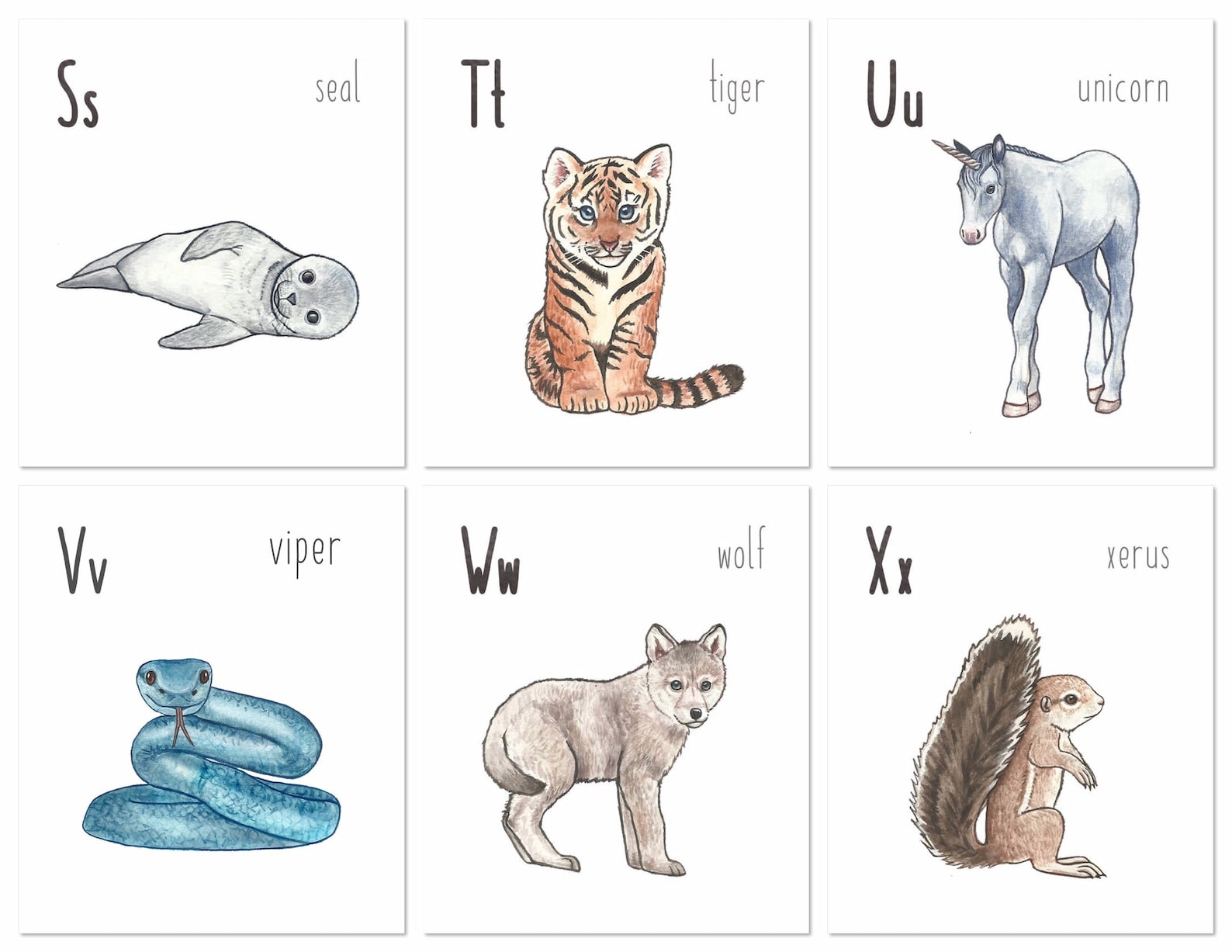 Animal Alphabet Flashcards - Etsy