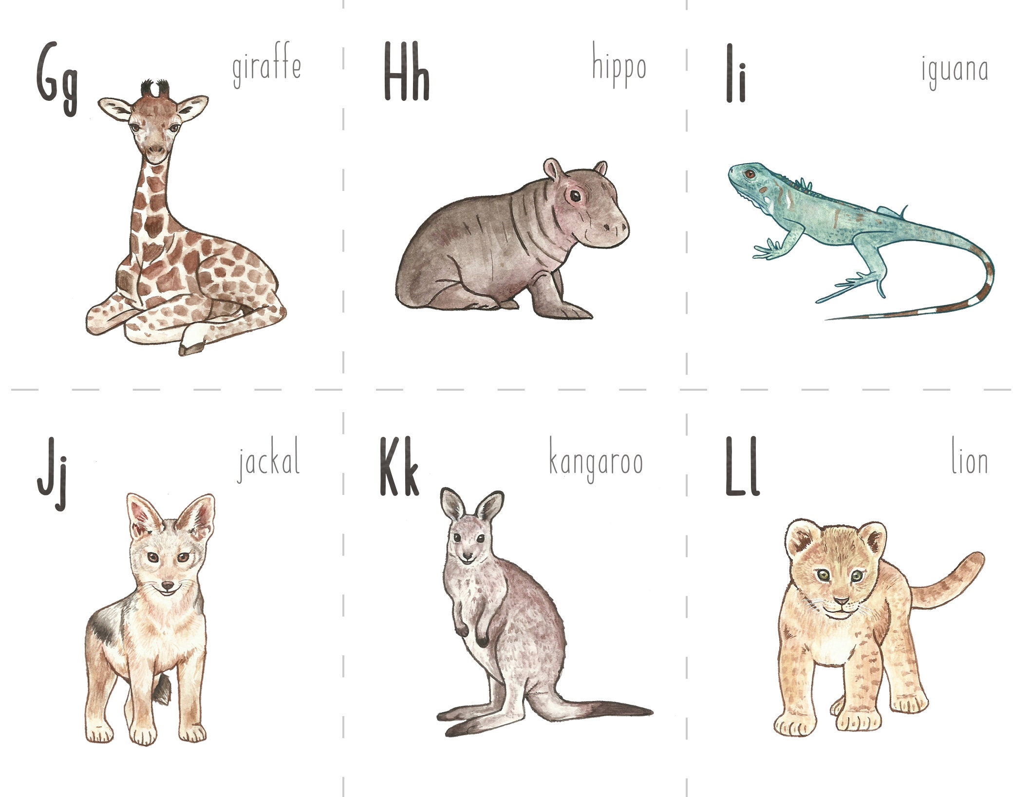 Digital Animal Alphabet Flashcards - Etsy