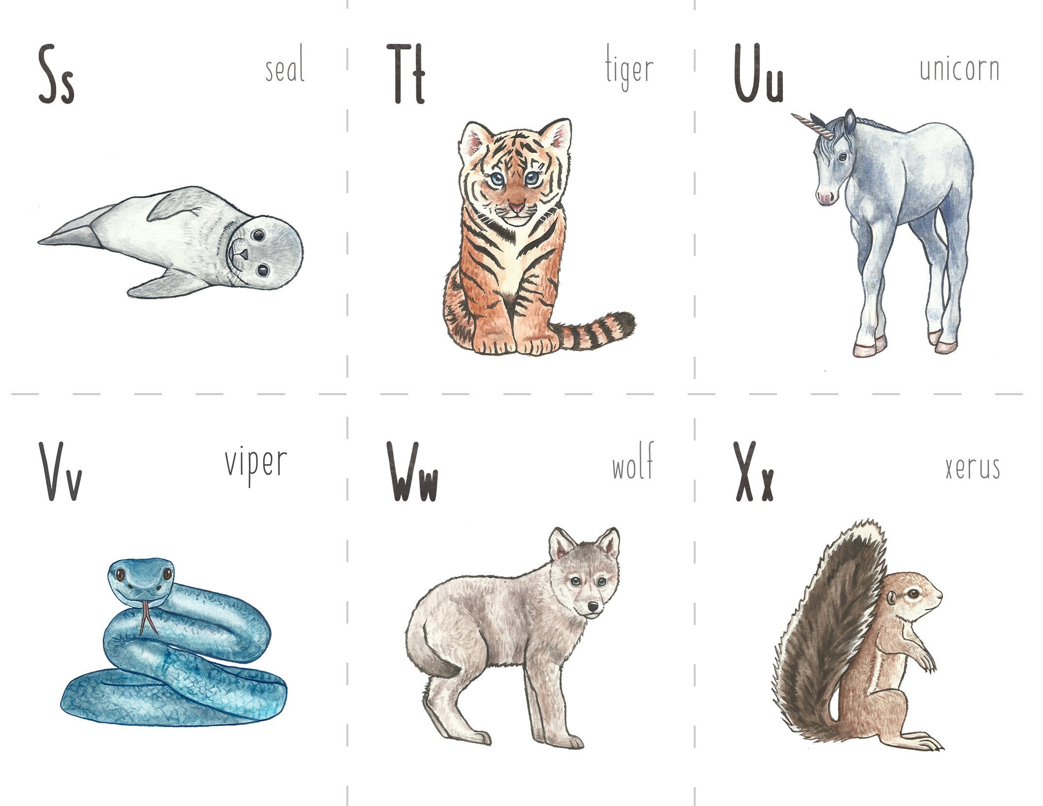 Digital Animal Alphabet Flashcards - Etsy