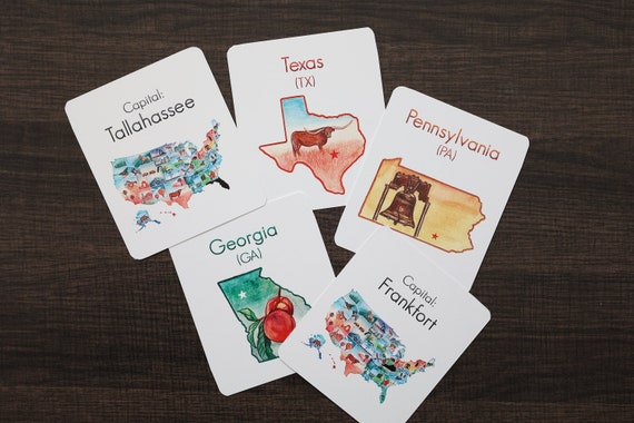USA States & Capitals Flashcards - Etsy