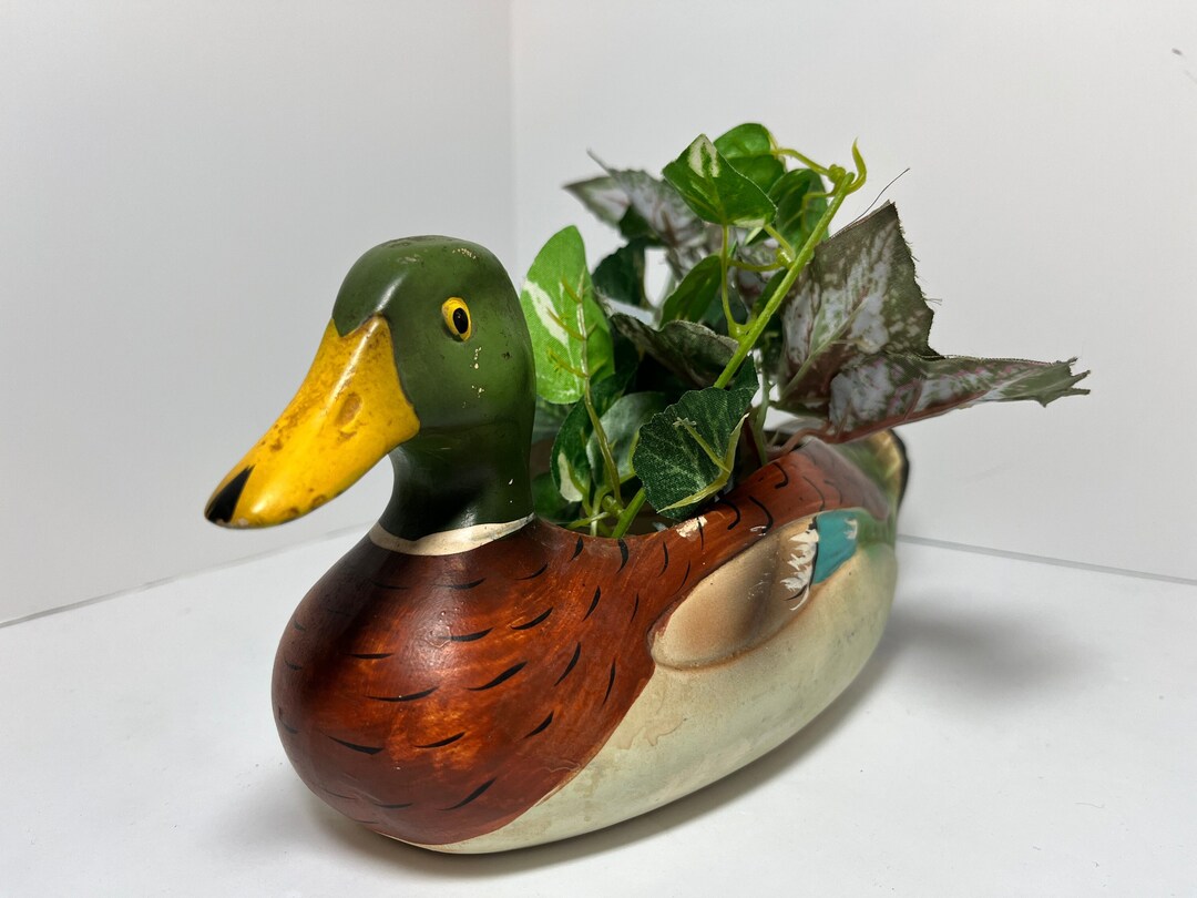 Vintage Mallard Duck Decoy Planter - Made in Japan - Duck Figurine ...