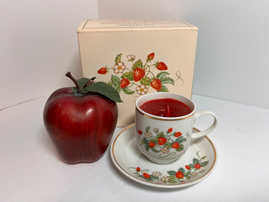 Avon Strawberry Porcelain Demi-cup Strawberry Fragrance Candlette With ...