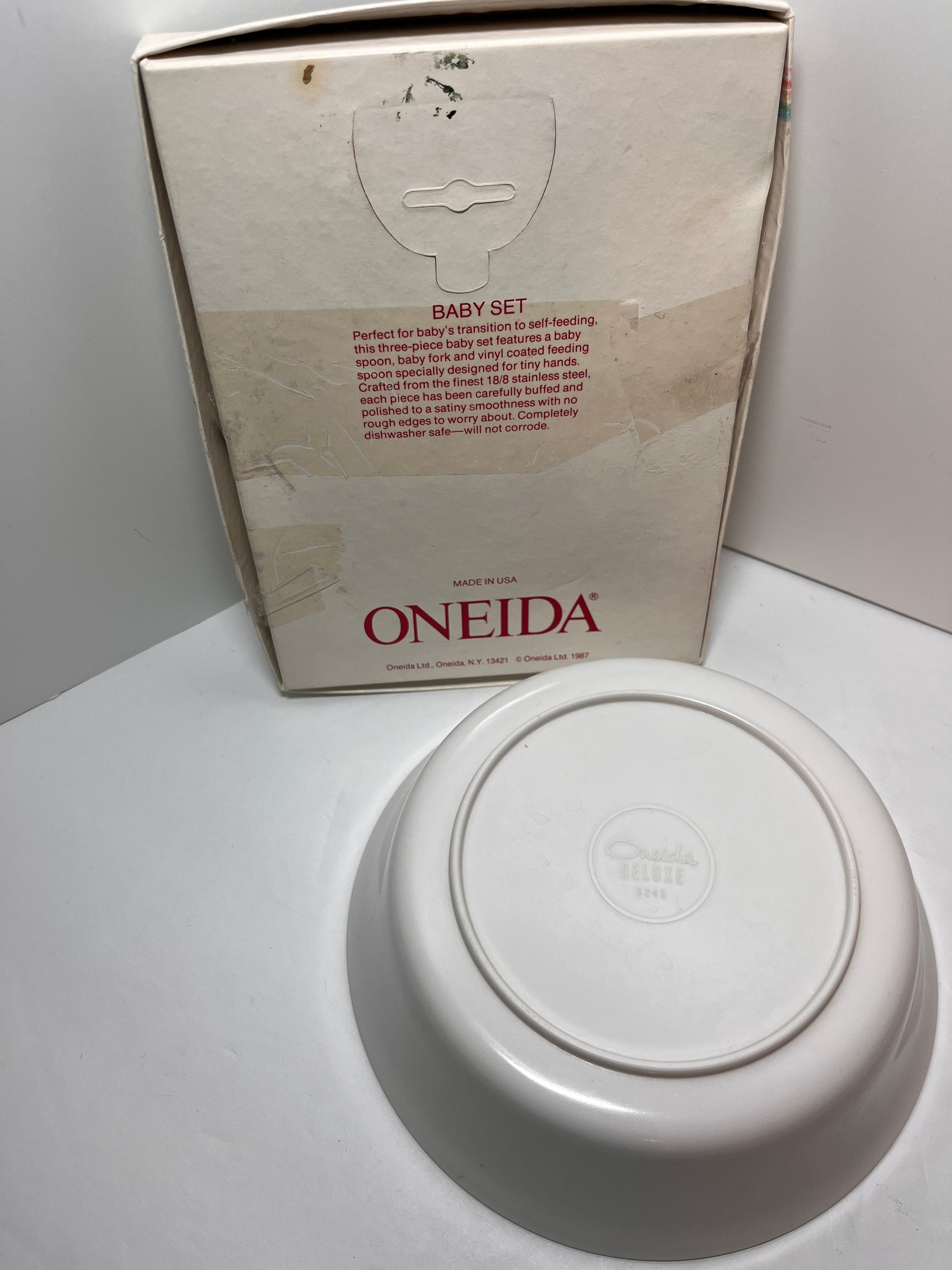 Vintage Oneida "toddletime" Stainless Baby/toddler Set With Melamine ...