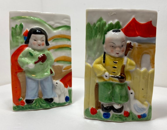 Rare Vintage Boy and Girl Wall Pockets Made in Occupied Japan - Etsy