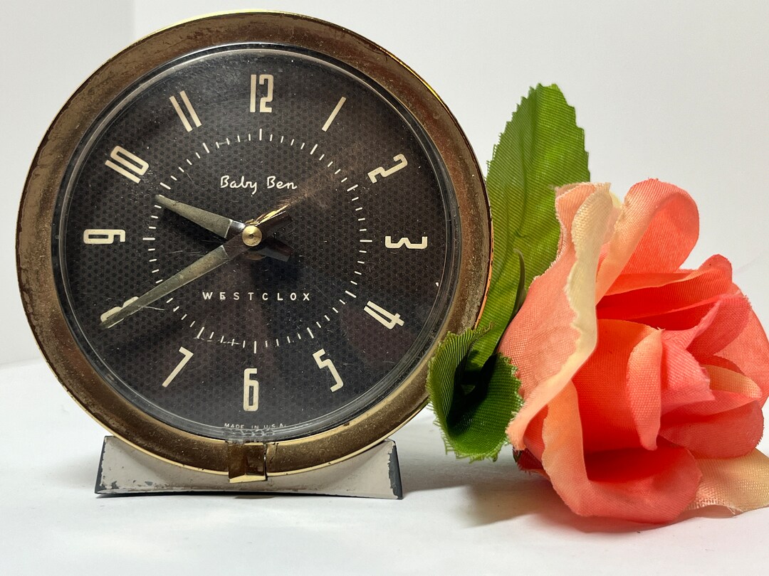 Vintage White Westclox Baby Ben Art Deco Key Wind Alarm Clock, Made in ...