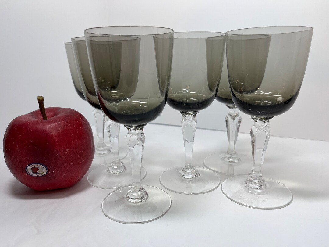 Vintage Zylstra Smoke Glass Wine Glasses - Set of 6 - Etsy