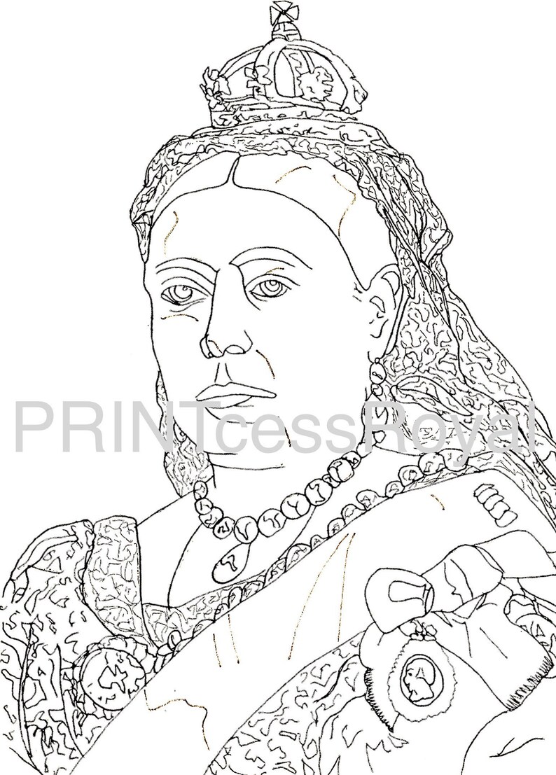 Downloadable Queen Victoria Colouring Pages History Gift/the - Etsy