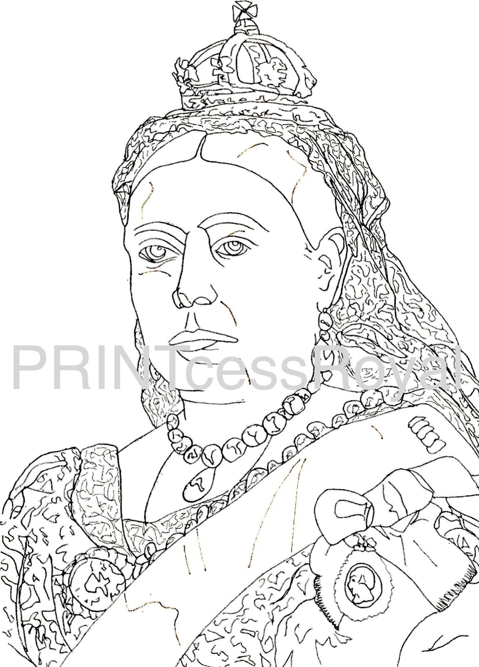 Downloadable Queen Victoria Colouring Pages History Gift/the Victorians ...