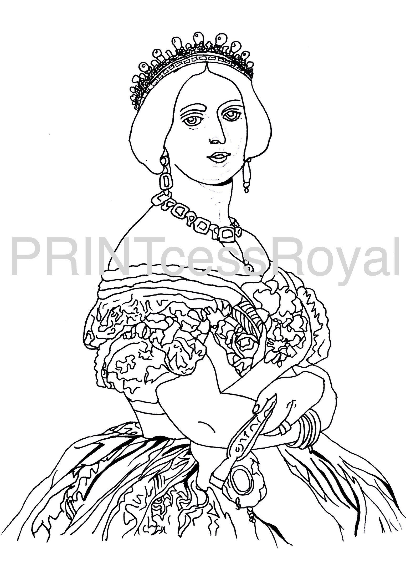 Downloadable Queen Victoria Colouring Pages History Gift/the Victorians ...