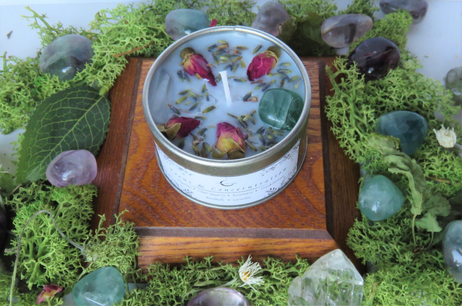 Focus & Concentration Fluorite Crystal Candle With Clear - Etsy