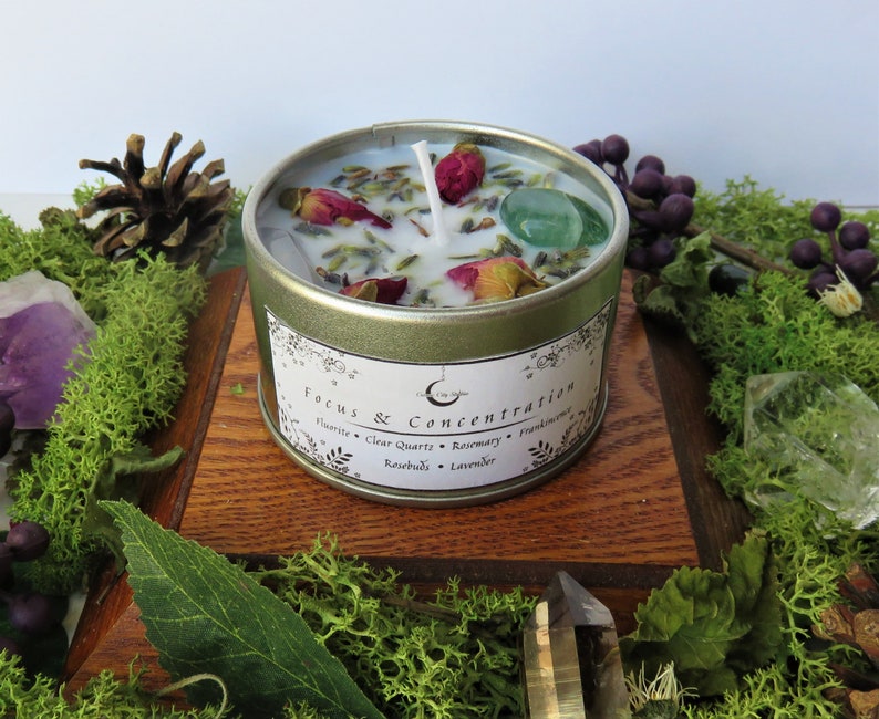 Focus & Concentration Fluorite Crystal Candle With Clear - Etsy