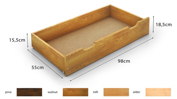 Nodax Underbed Storage Drawer in Oak Finish Bedding Drawer Organizer Box Strong and Durable Etsy