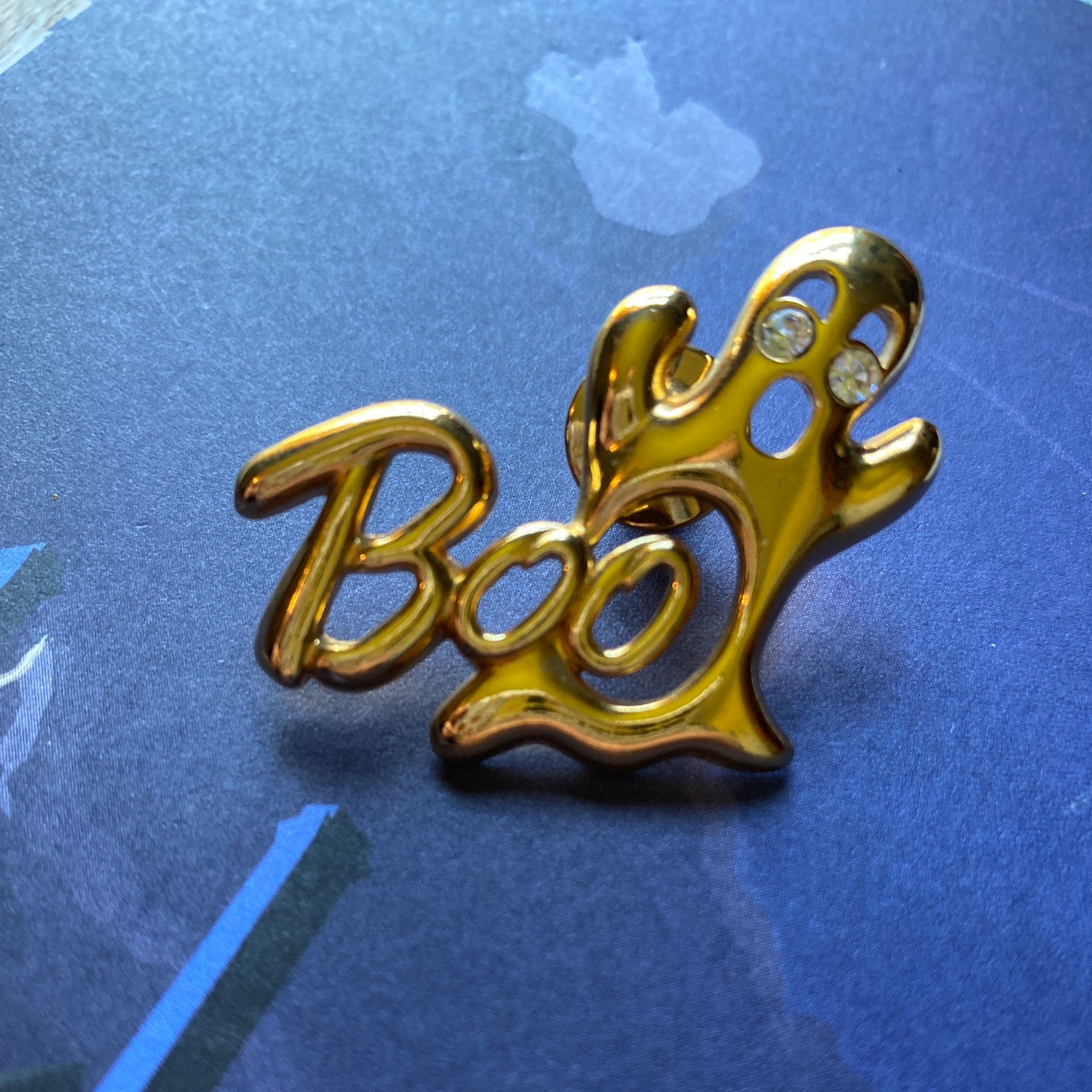 Vintage gold metal ghost pin | Etsy