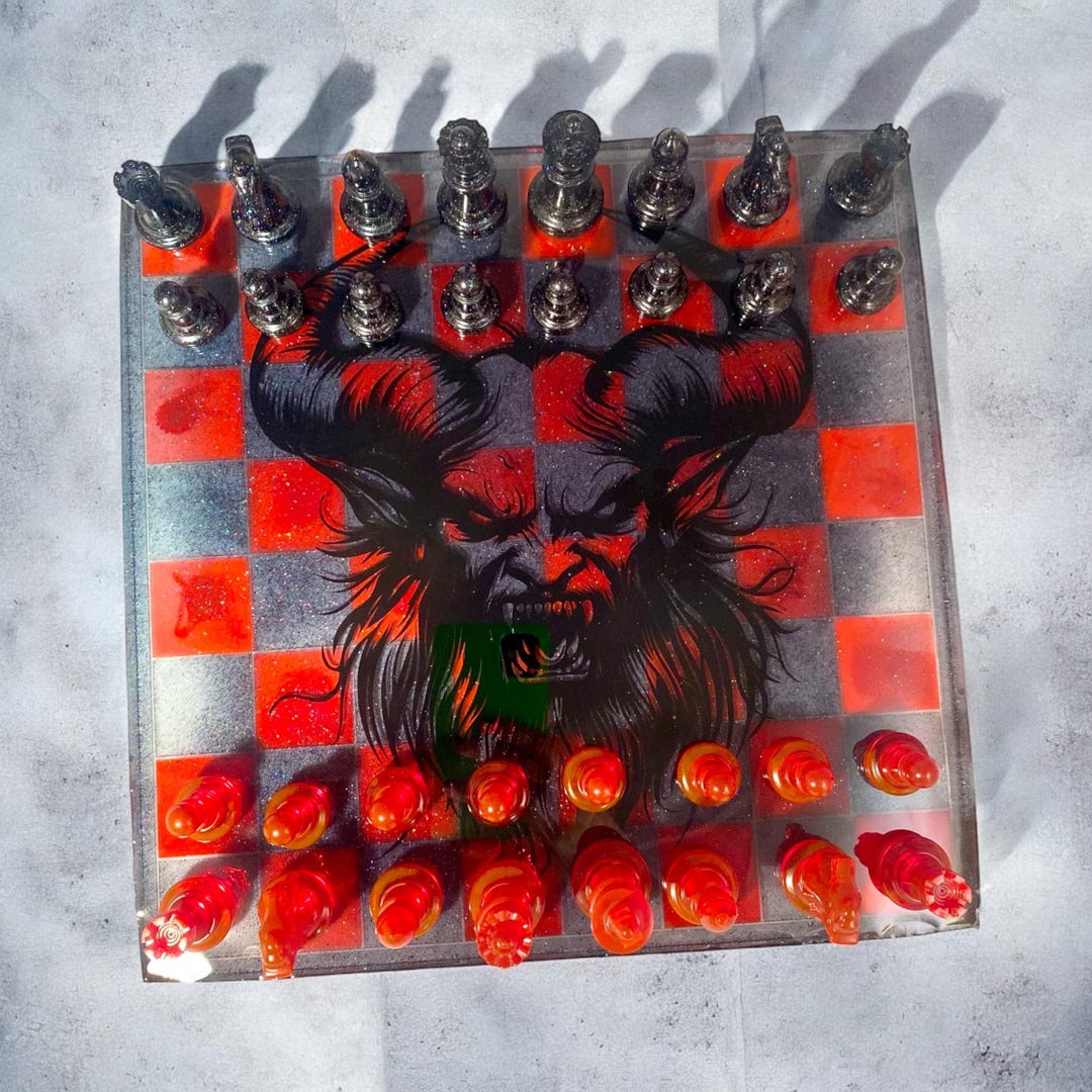 Horror Resin Chess Set, Krampus Resin Chess Set, Horror Games , Demonic ...