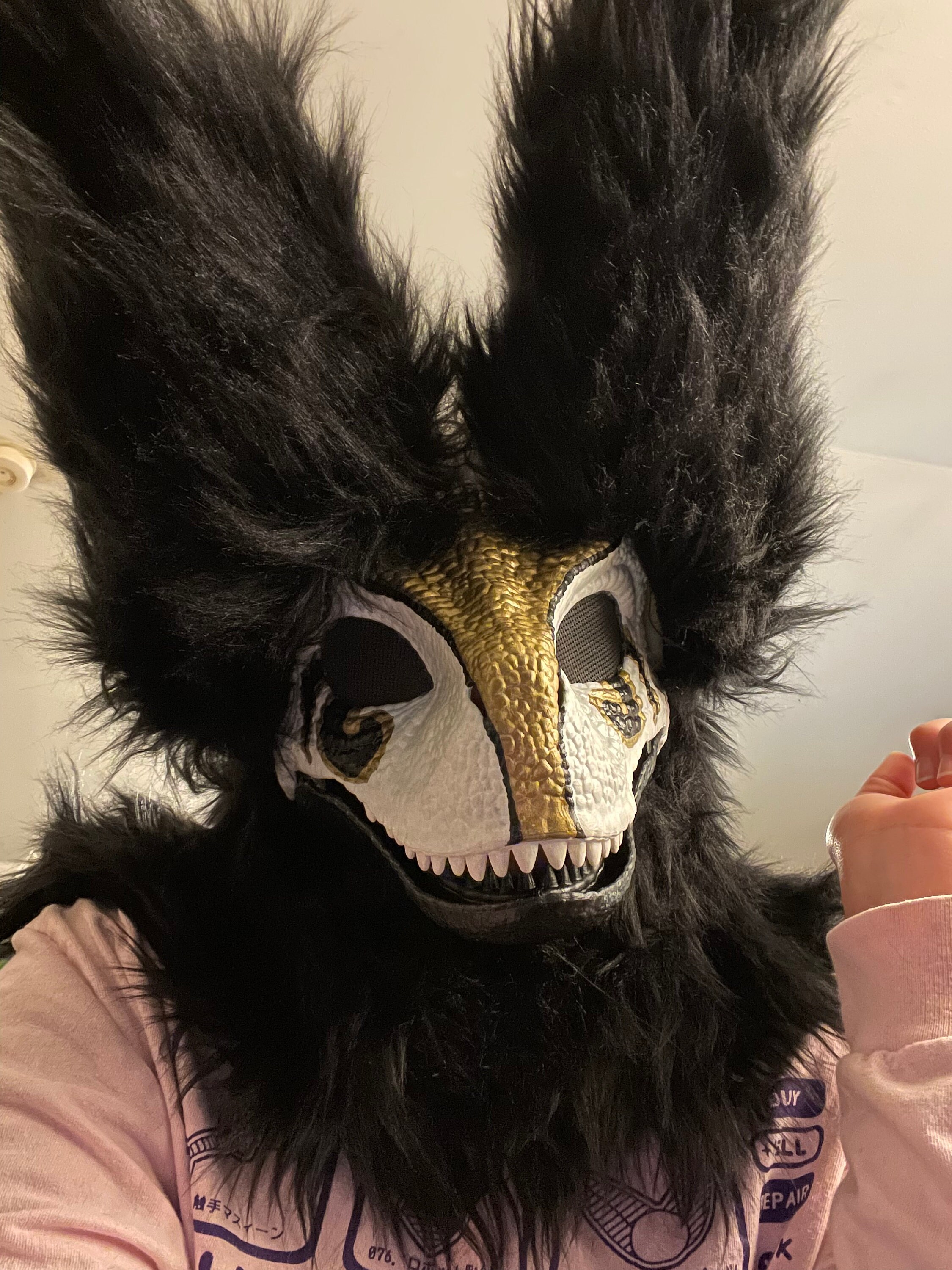 Raptor Dino Mask Fully Furred Fursuit With Ears and Hood Head Only ...