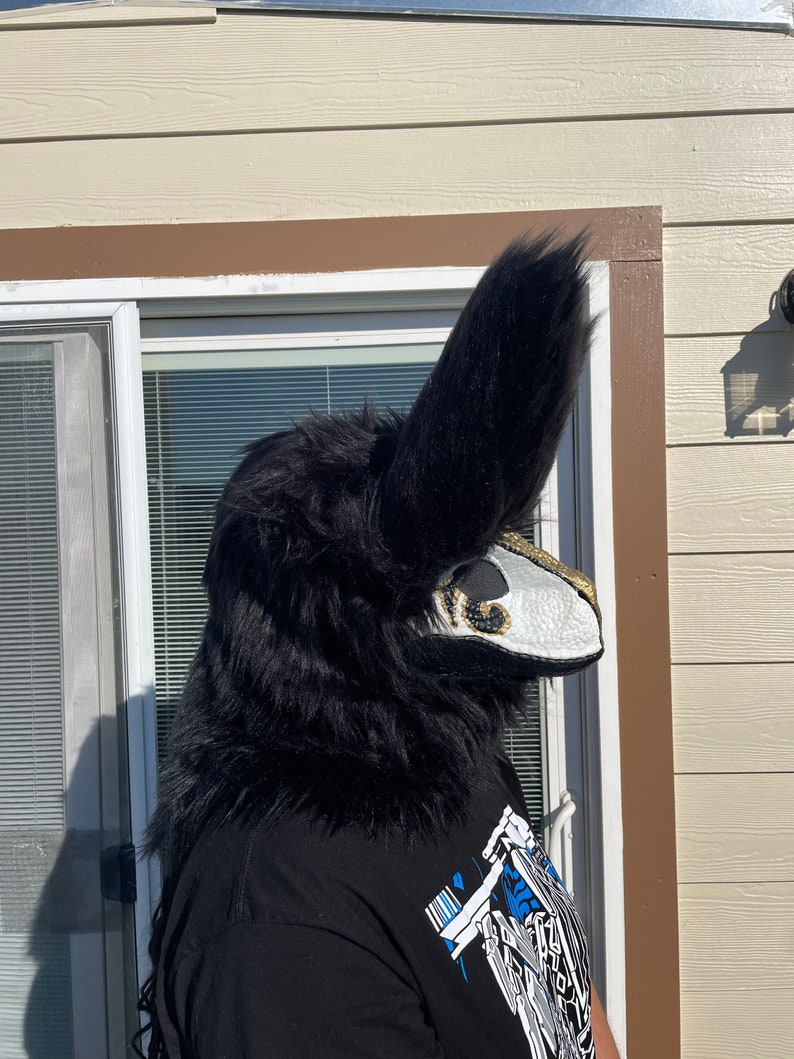 Raptor Dino Mask Fully Furred Fursuit With Ears and Hood Head Only ...