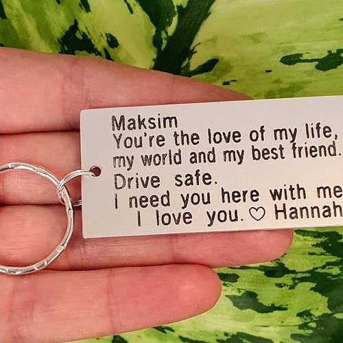 Personalized Love Message Keychain Drive Safe Engraved - Etsy