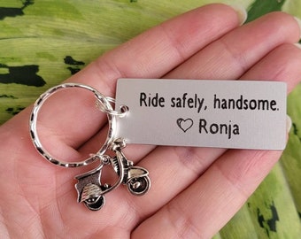 Ride Safely Keychain Personalized Motorcycle Charm Couples | Etsy