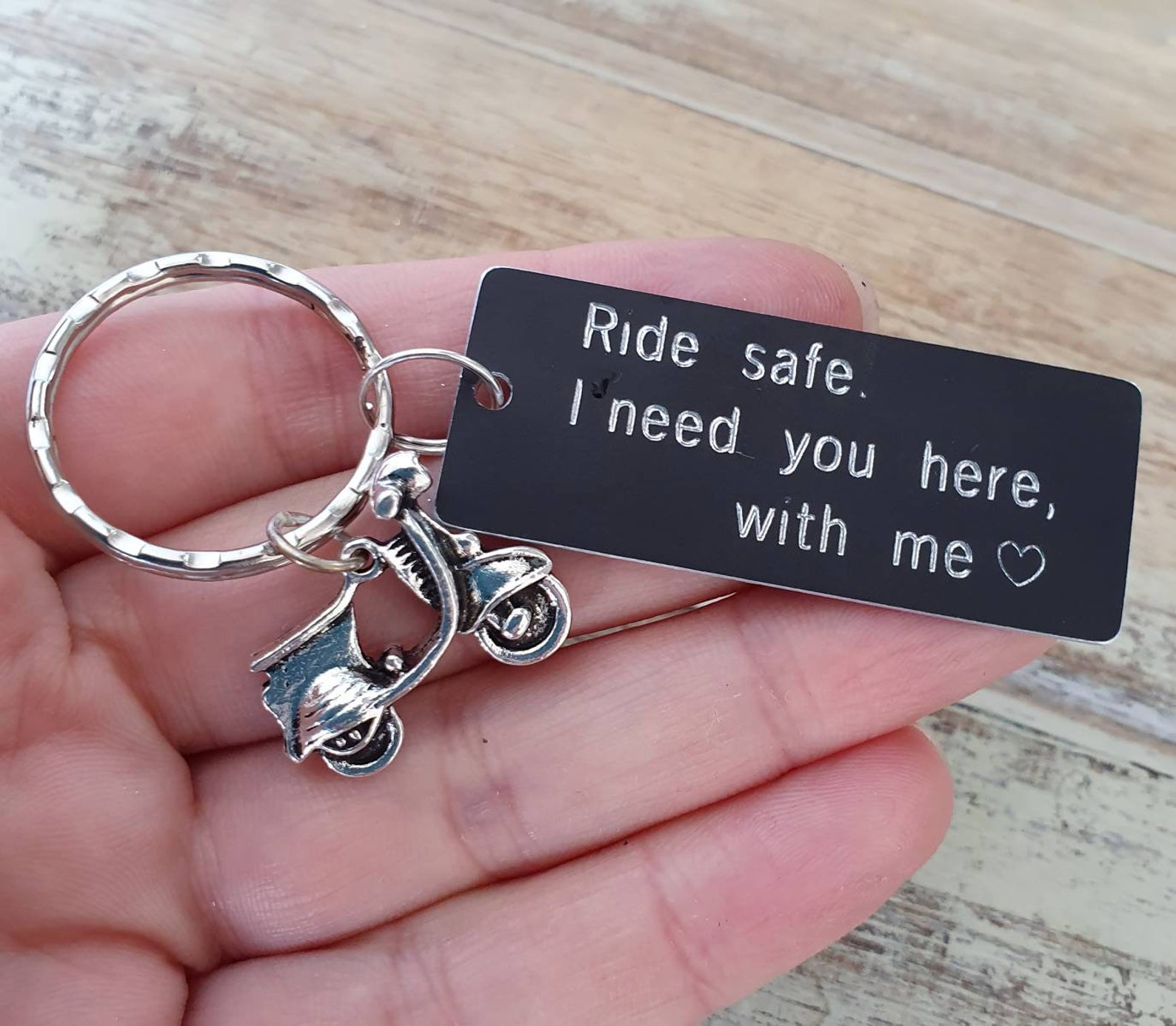 Ride Safe Keychain, Personalized, Scooter Charm, Motor, Couples ...