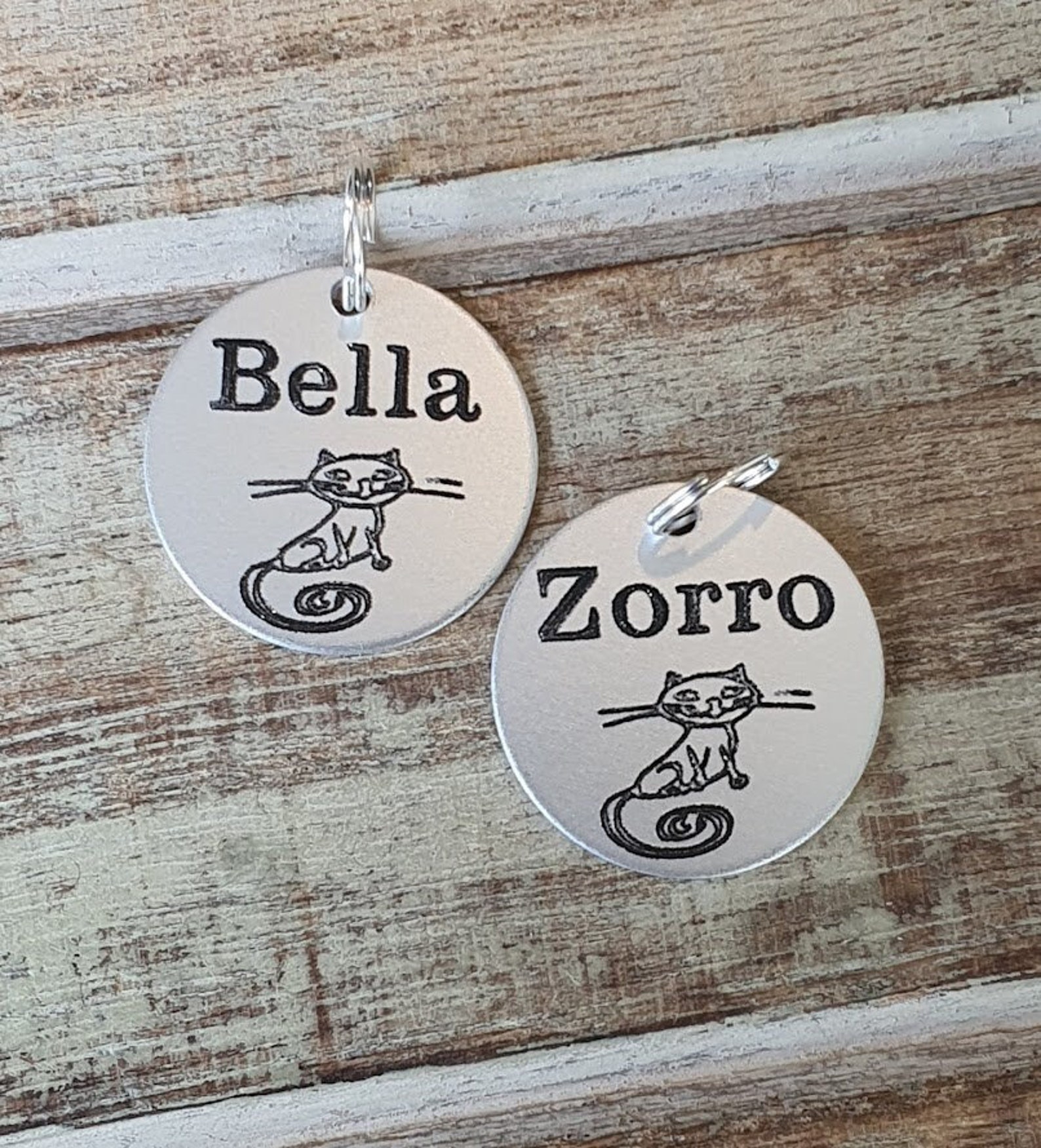 Personalized Pet Id Tag Engraved Custom Cat Tag Round - Etsy