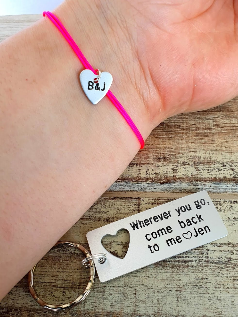 Personalized Bracelet and Keychain Set Wherever you go | Etsy