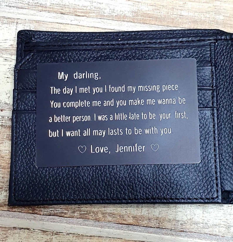 French Love Message Personalized Engraved Wallet Card | Etsy