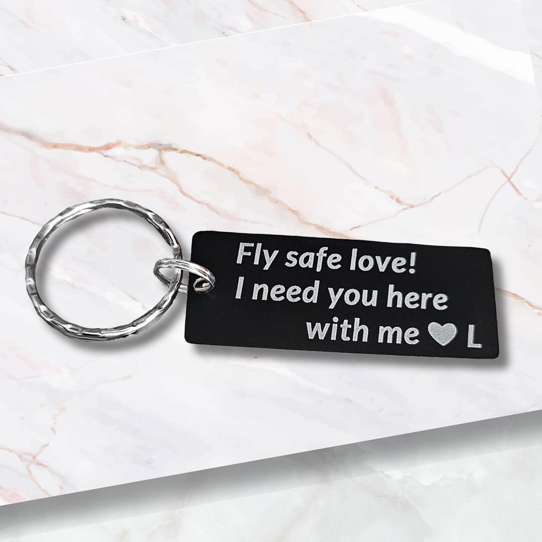 Personalized Fly Safe Keychain • Engraved Travel Gift • Custom Couples ...
