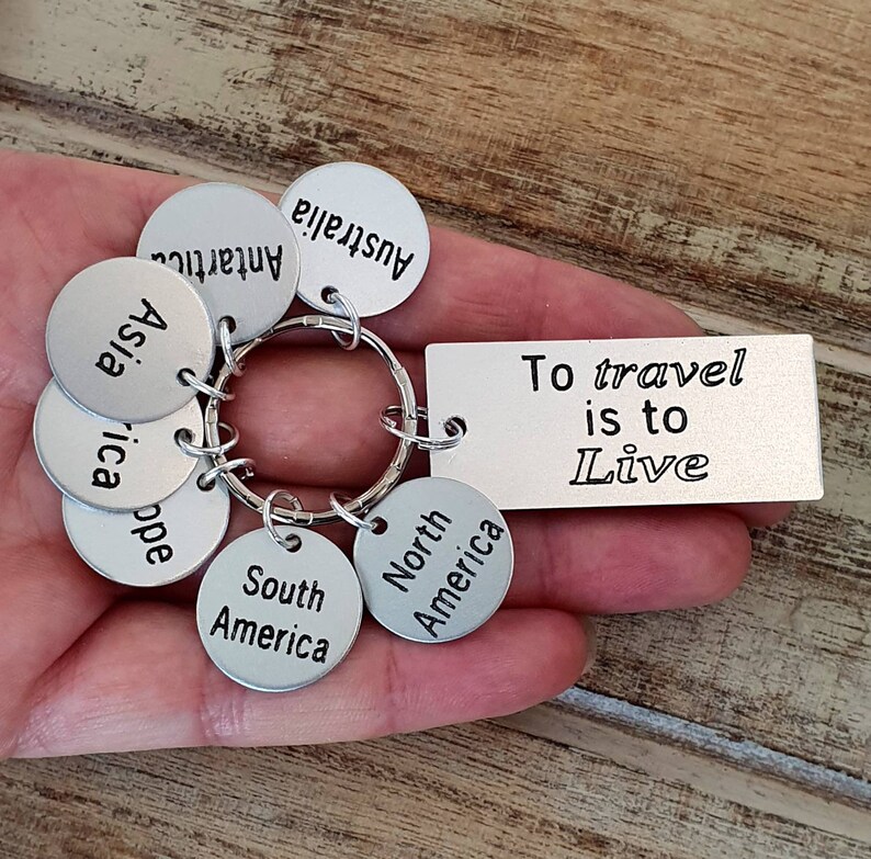 Personalized Travel Token Keychain Engraved Traveller | Etsy