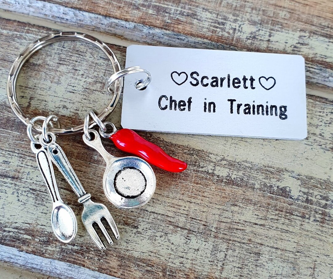 Personalized Chef in Training Keychain, Engraved Key Ring, Custom ...
