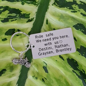 Personalized Ride Safe Keychain, Engraved Key Ring With Motorcycle ...