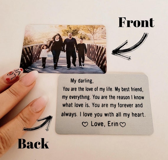 Personalized Photo Wallet Card Engraved Custom Text Metal - Etsy