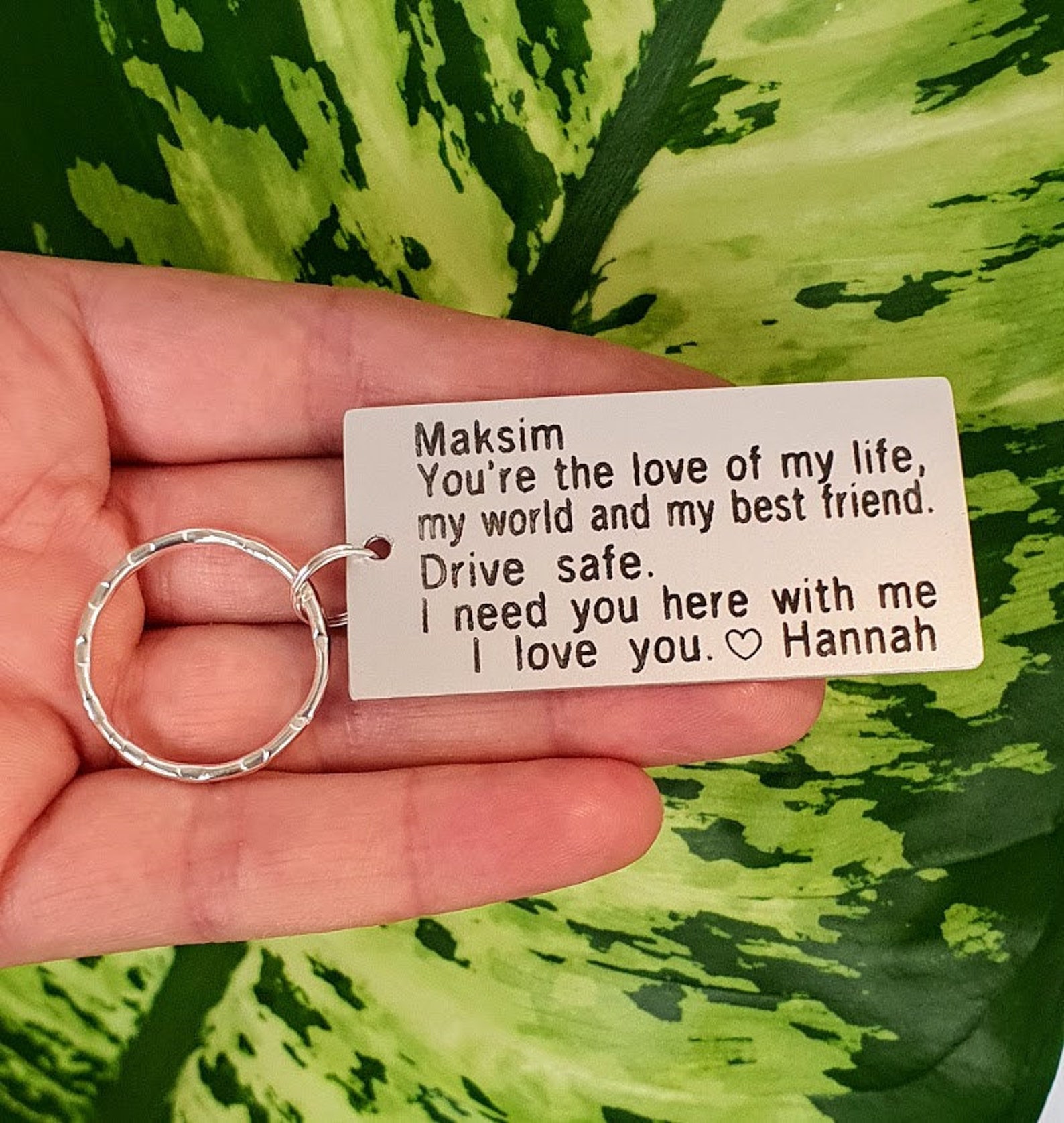 Personalized Love Message Keychain Drive Safe Engraved - Etsy