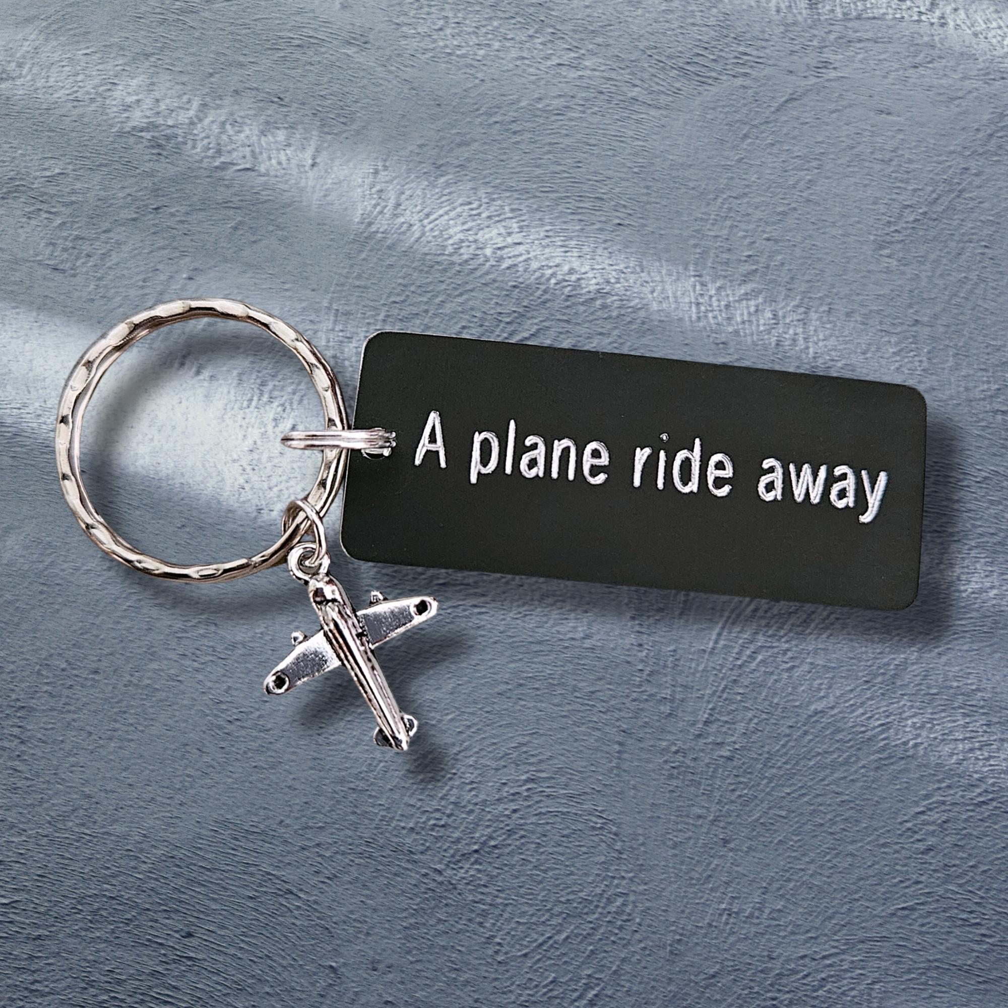 Personalized “A Plane Ride Away” Engraved Keychain With Airplane Charm ...