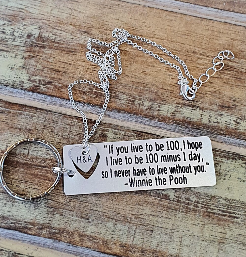 Personalized Keychain and Necklace Set If You Live to Be 100 - Etsy