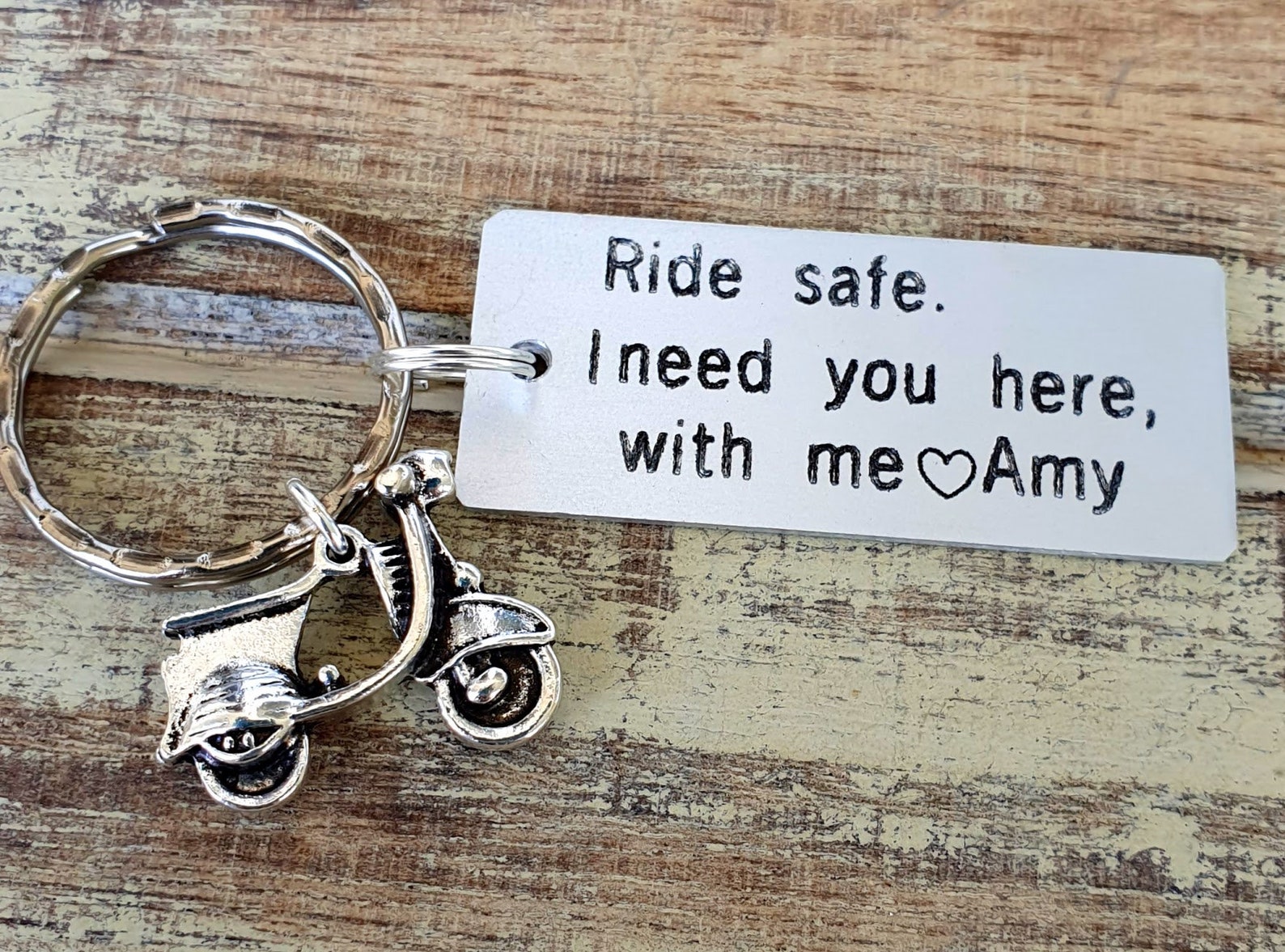 Ride Safe Keychain, Personalized, Scooter Charm, Motor, Couples ...